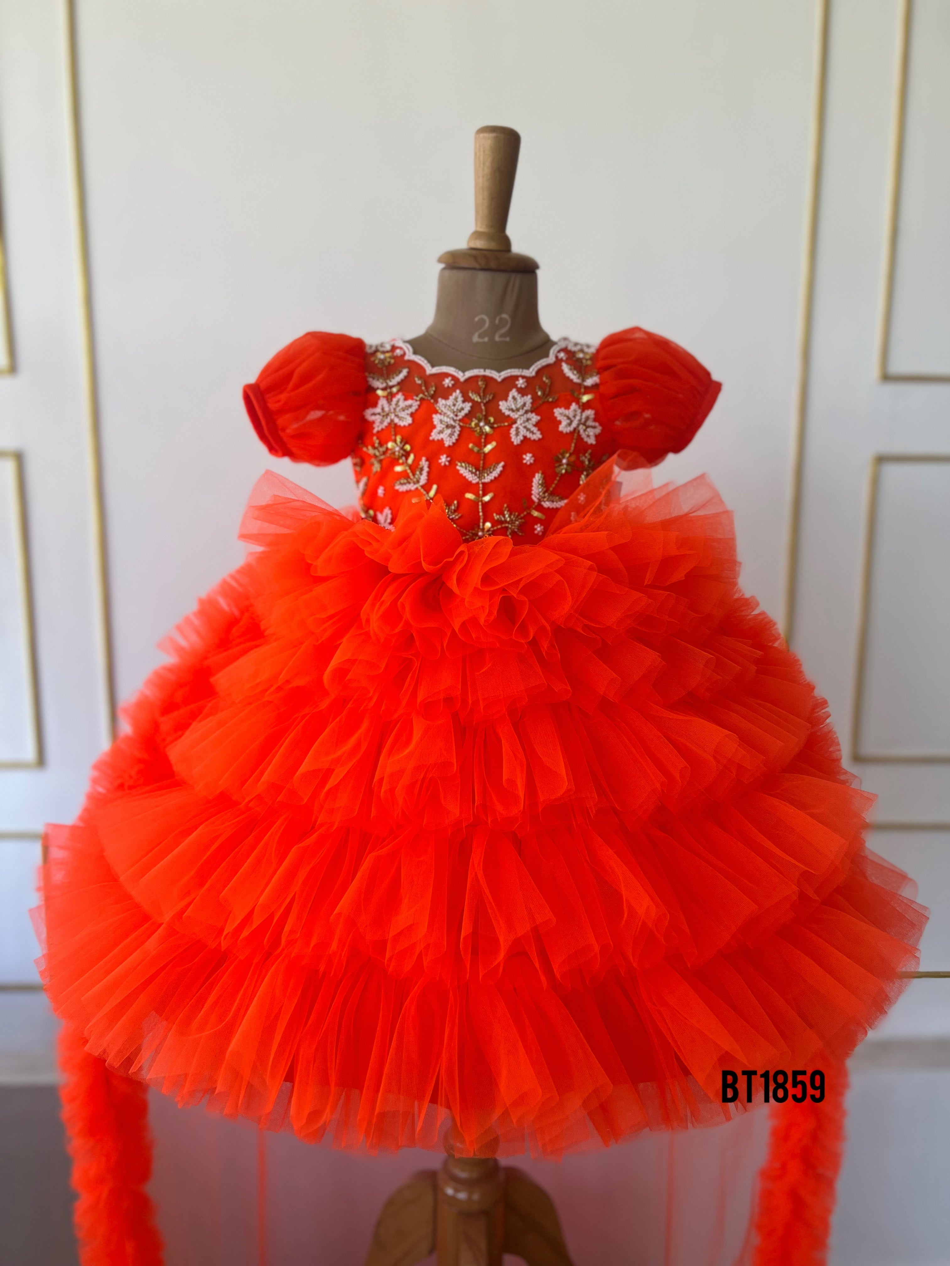 BT1859 Sunset Bloom - Vibrant Party Frock – BabyTeen Fashion