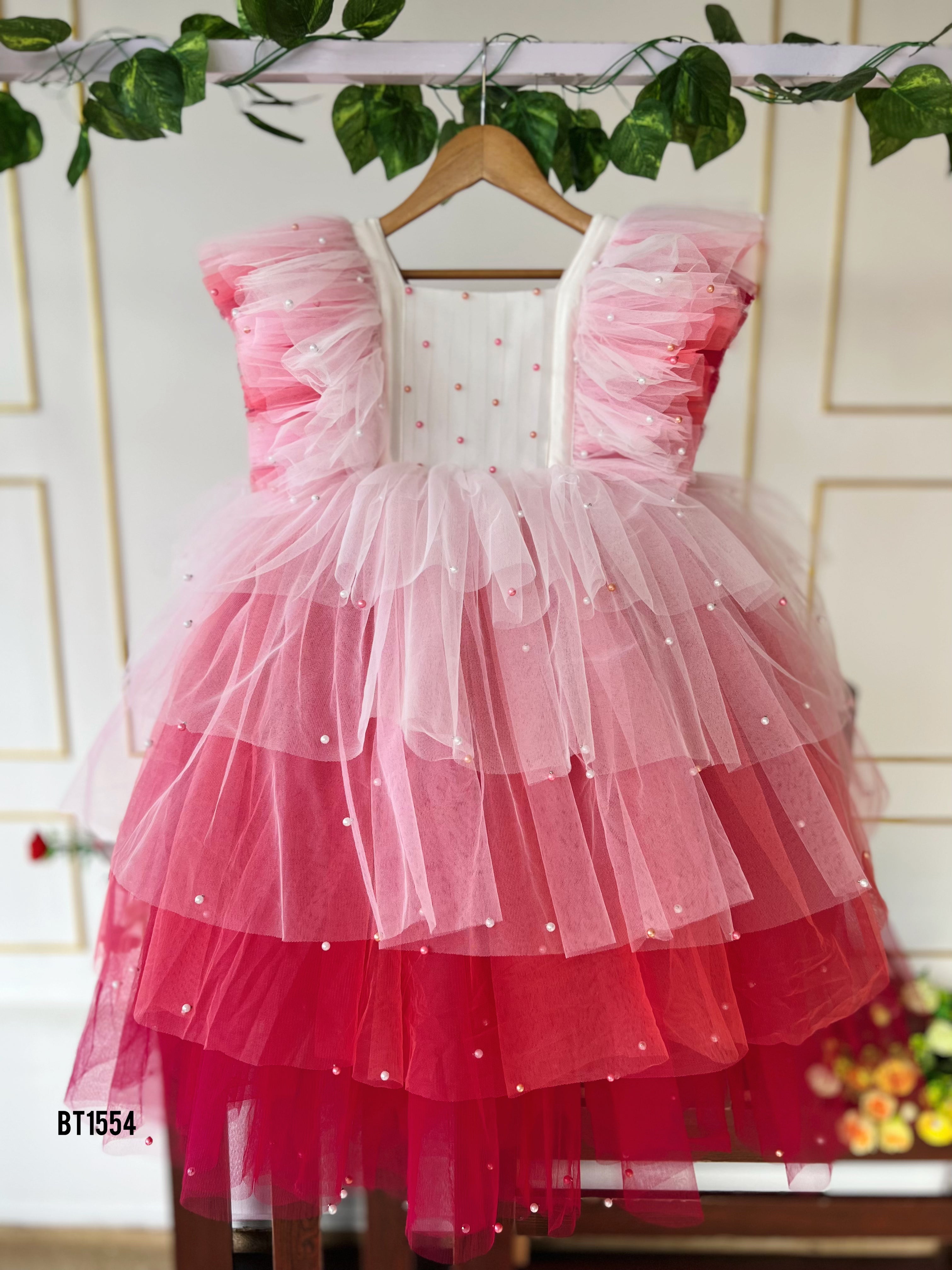 BT1554 Candy Floss Dream - Ombre Baby Party Gown – BabyTeen Fashion